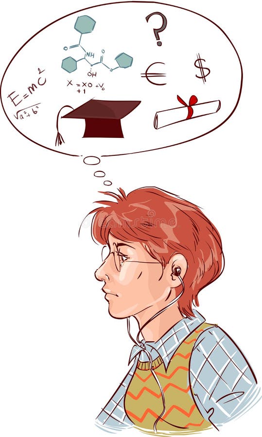 Concern for the Future of a College Student Stock Vector - Illustration ...