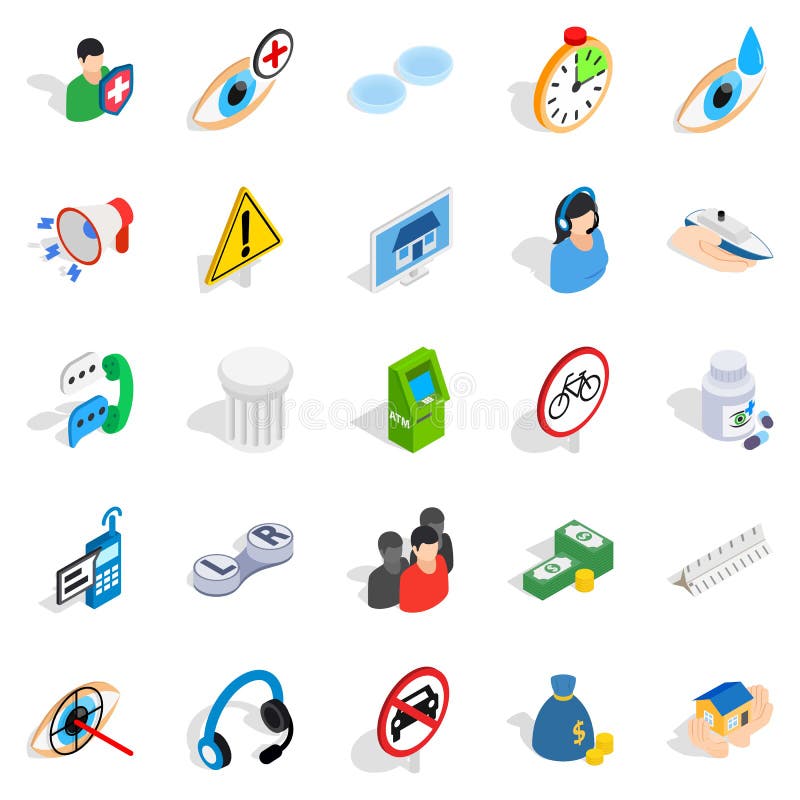 Concern Icons Set, Isometric Style Stock Vector - Illustration of ...