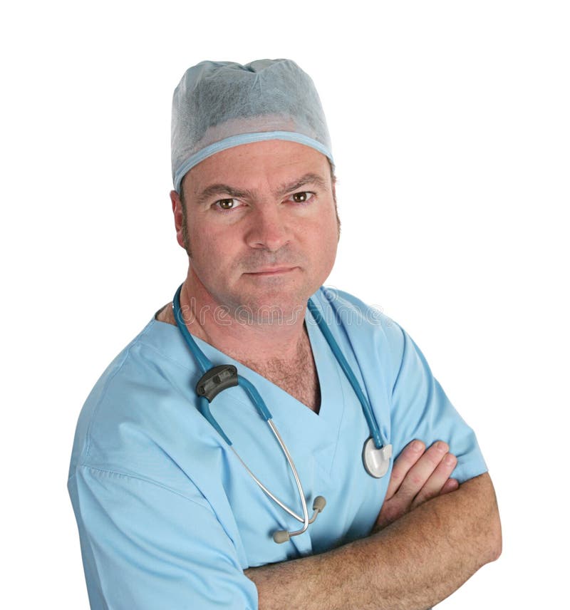 Concerned Doctor in Scrubs stock image. Image of competence - 1228933