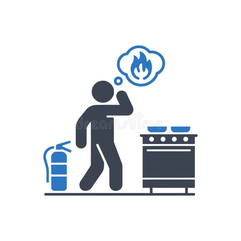 Concerned with Kitchen Fire Icon Stock Vector - Illustration of ...