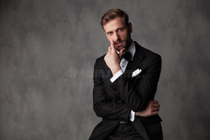 Concerned Man Sitting in a Thinking Posture Stock Image - Image of hand ...