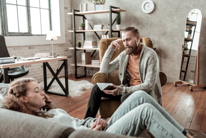 Psychologist Feeling Concerned about Problems of Teenager Stock Image ...