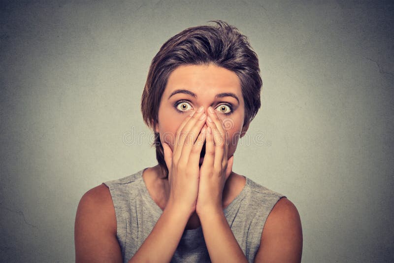 Concerned scared woman stock image. Image of cover, mouth - 59938727