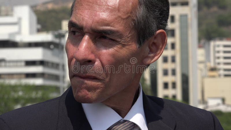 Suspicious Business Man Looking in Rear-view Mirror, Notices Spy ...