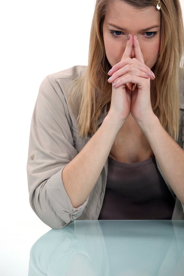 Concerned woman stock photo. Image of ashamed, thinking - 27810790