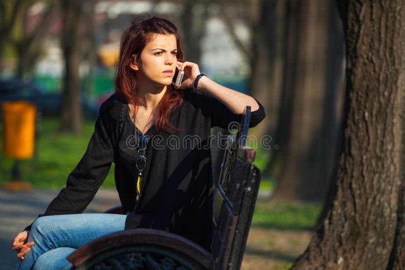 Concerned Woman Talking on the Phone Stock Photo - Image of caucasian ...