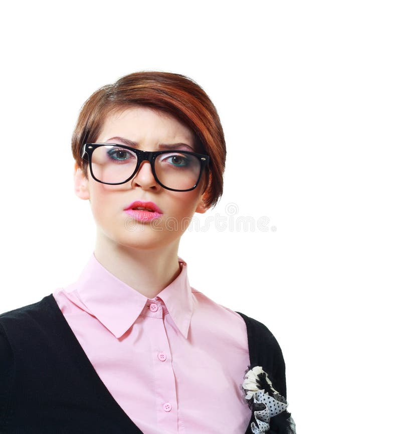 Concerned young woman stock photo. Image of isolated - 29128940