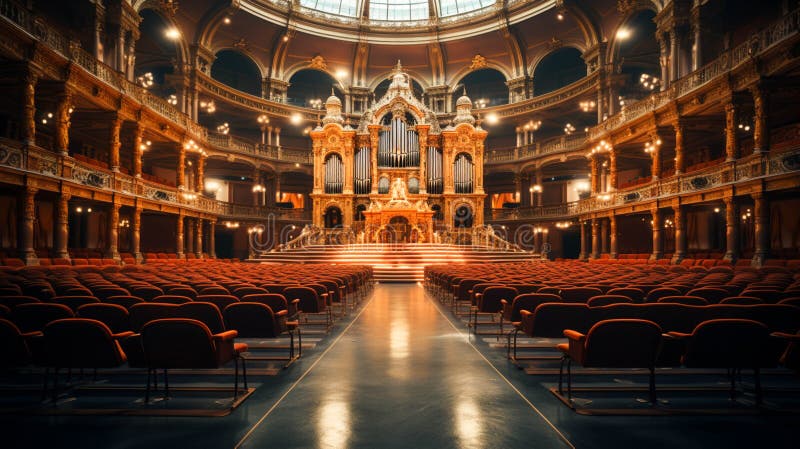 Concert Big Hall Inside with Chairs Stock Photo - Image of interior ...