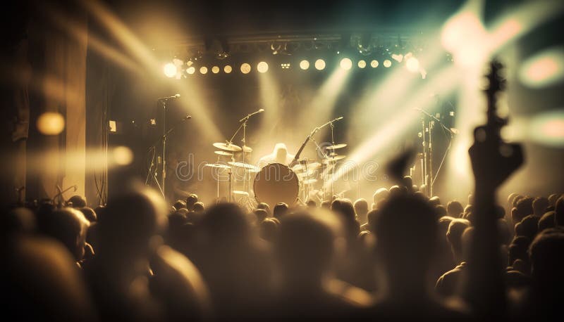 Concert Crowd in Front of Bright Stage Lights. Blurred Background Stock ...
