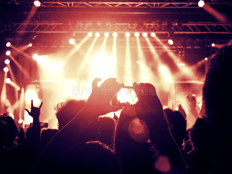 Concert Crowd in Front of Stage Lights Editorial Stock Photo - Image of ...