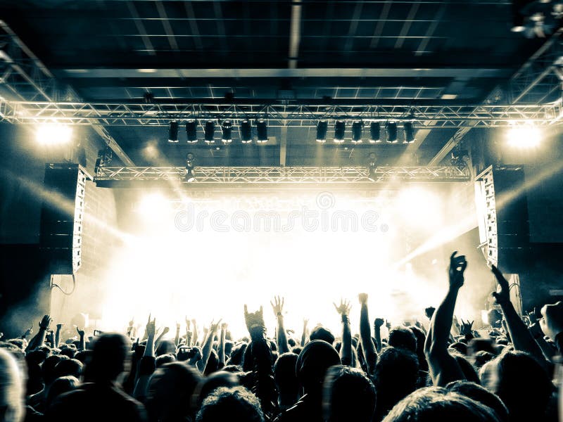 Concert Crowd in Front of Stage Lights Editorial Image - Image of event ...