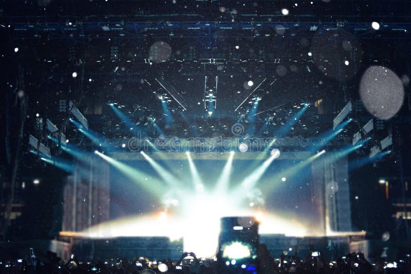 Concert Crowd in Front of Stage Lights Stock Photo - Image of people ...