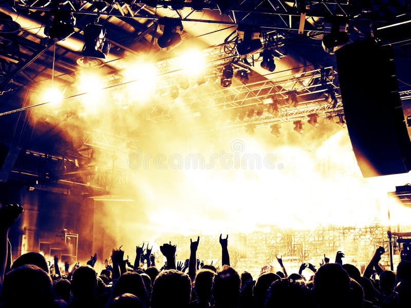 Concert Crowd in Front of Stage Lights Editorial Photo - Image of color ...