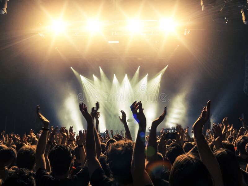 Concert Crowd in Front of Stage Lights Editorial Photography - Image of ...