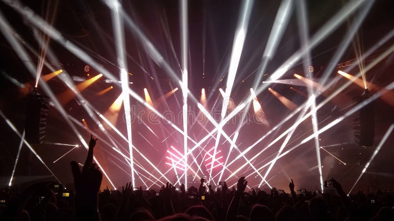 Concert Crowd Illuminated by Stage Lights Stock Illustration ...