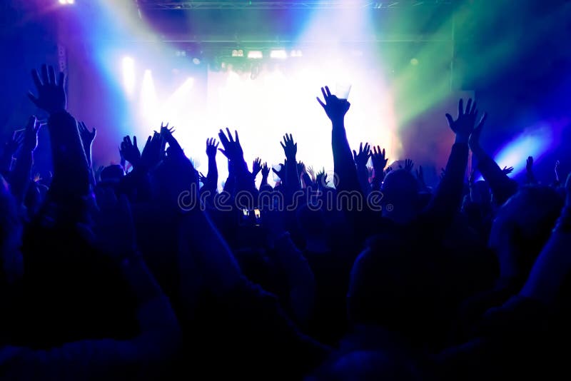 Concert Crowd at Rock Concert Stock Photo - Image of disco, group ...
