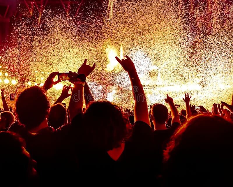 Concert Crowd at Rock Concert Stock Photo - Image of audience, group ...