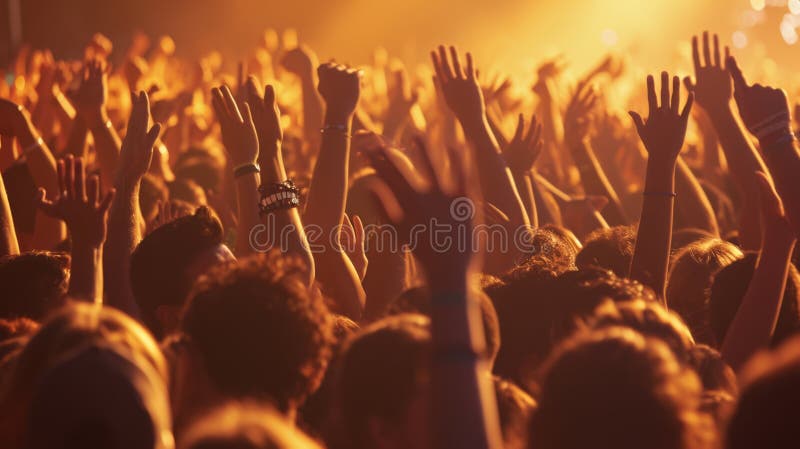 Concert Crowd with Their Hands Raised, Likely Enjoying a Live ...