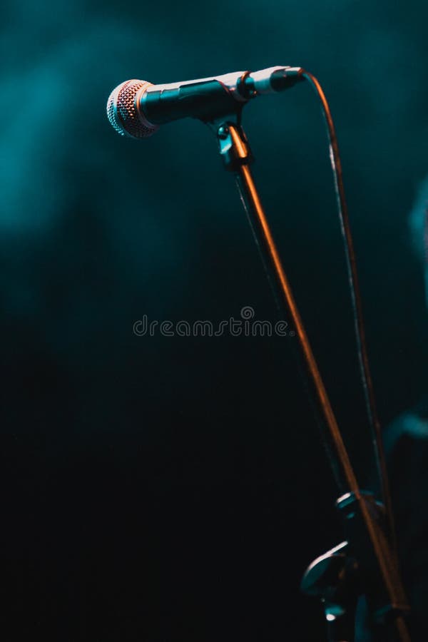 Concert and Festival Background Microphone is Stage Lights Stock Photo ...