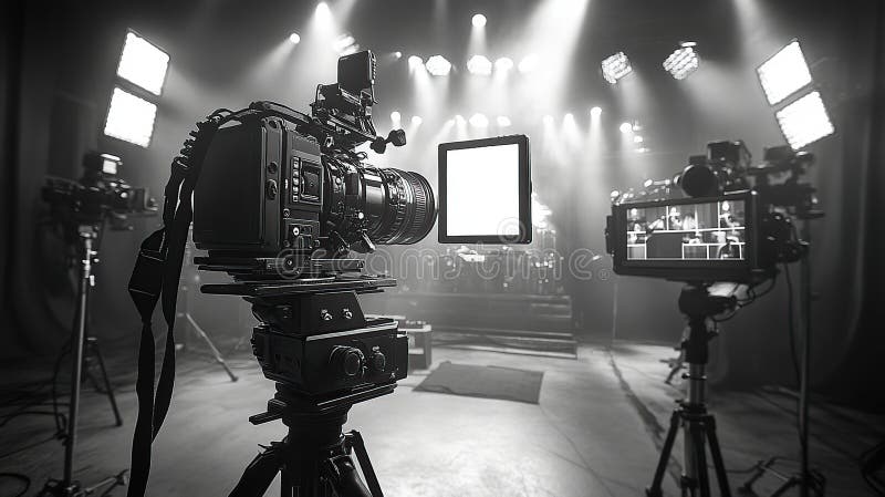 Concert Filmmaking Cameras, Stage, Lights, Recording Stock Illustration ...