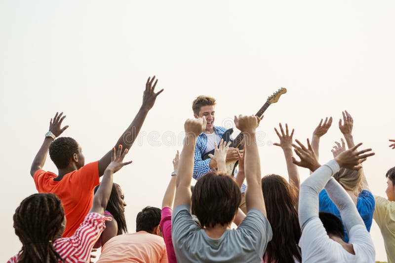 Concert Guitar Joyful Happy Gathering Group Concept Stock Image - Image ...
