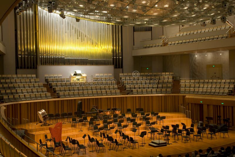 Panorama of Concert Hall with Organ Stock Image - Image of open, music ...