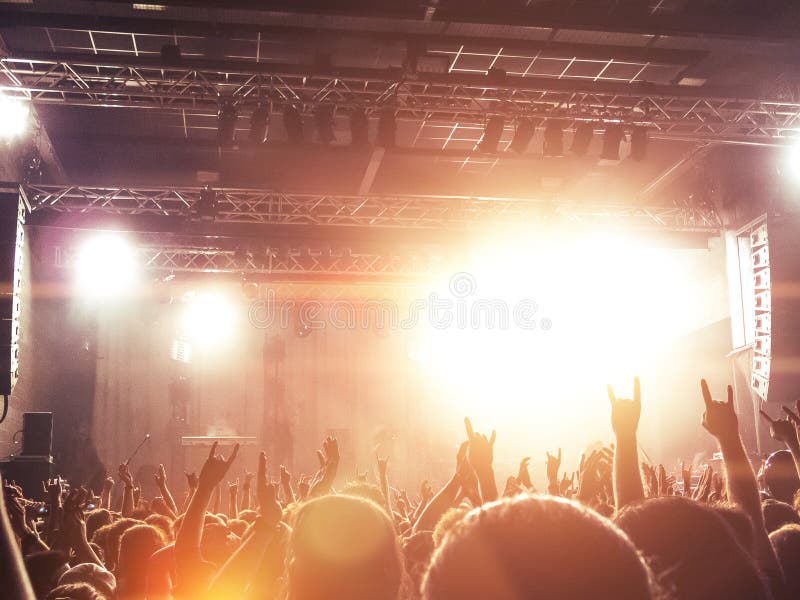 Concert Crowd in Front of Stage Lights Editorial Photo - Image of color ...