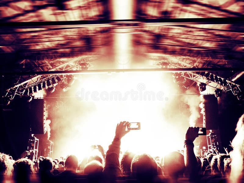 Concert Crowd in Front of Stage Lights Editorial Stock Photo - Image of ...
