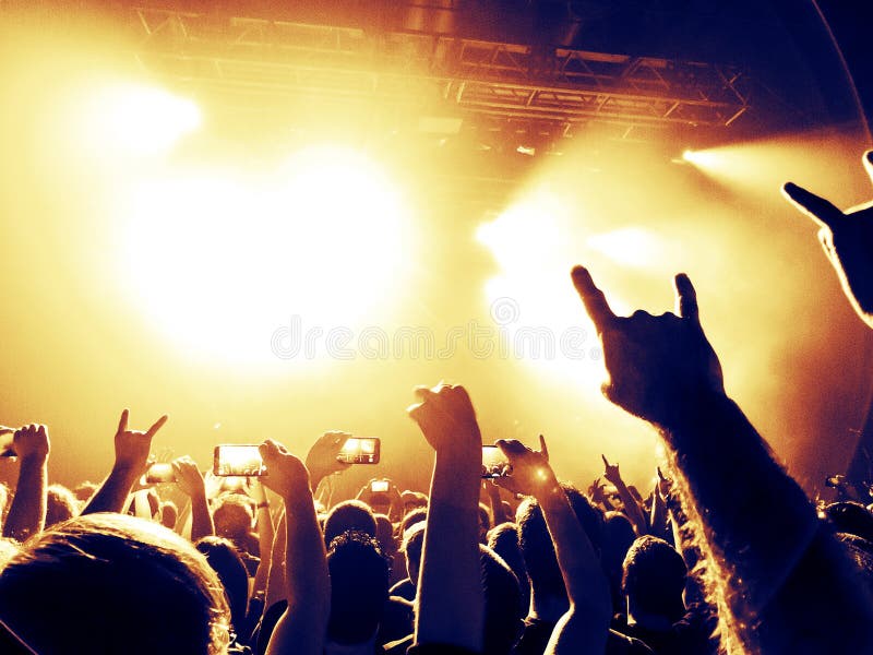Concert Crowd in Front of Stage Lights Editorial Stock Photo - Image of ...