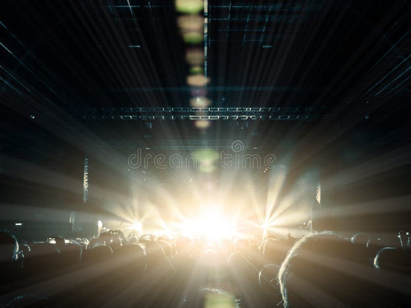 Concert Crowd in Front of Stage Lights Editorial Stock Image - Image of ...