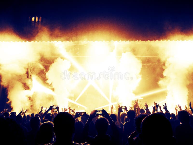 Concert Crowd in Front of Stage Lights Editorial Photography - Image of ...