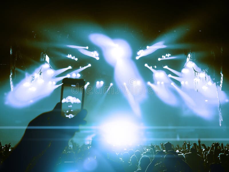 Concert Crowd in Front of Stage Lights Editorial Photo - Image of venue ...