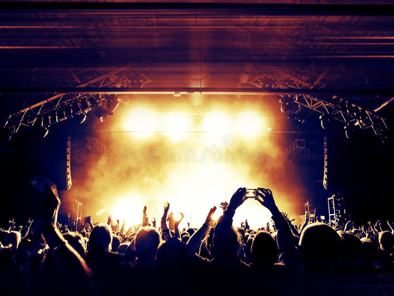 Concert Crowd in Front of Stage Lights Editorial Stock Photo - Image of ...
