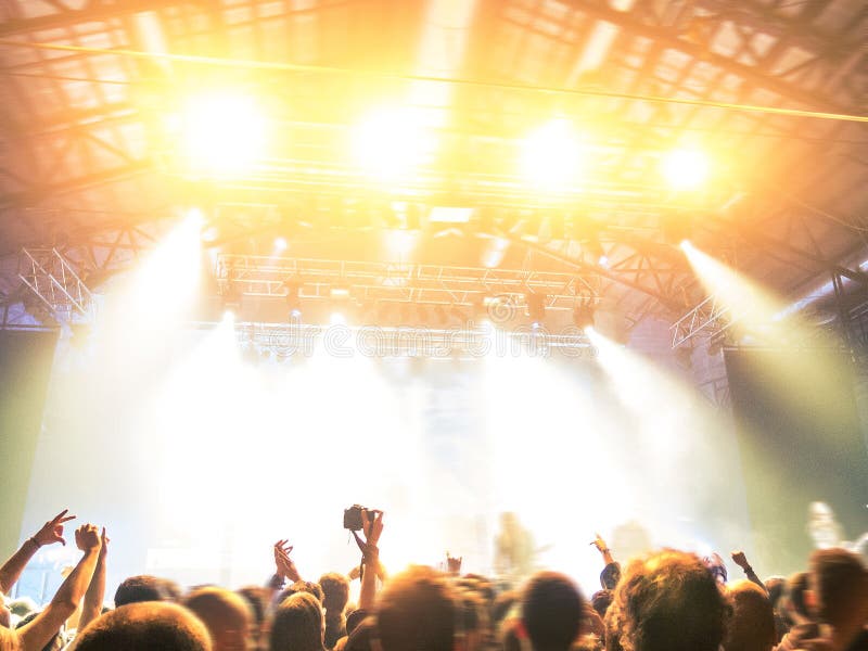 Concert Crowd in Front of Stage Lights Editorial Stock Photo - Image of ...