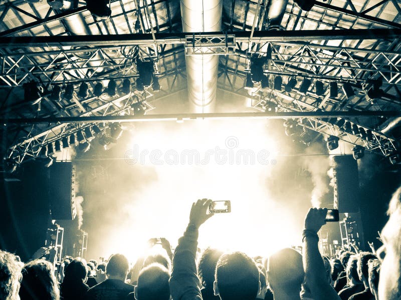 Concert Crowd in Front of Stage Lights Editorial Image - Image of live ...