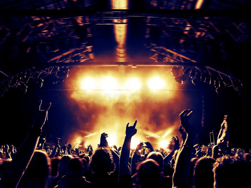 Concert Crowd in Front of Stage Lights Editorial Photo - Image of ...