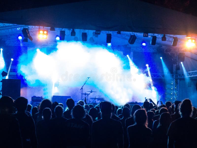 Concert Crowd in Front of Stage Lights Editorial Stock Photo - Image of ...