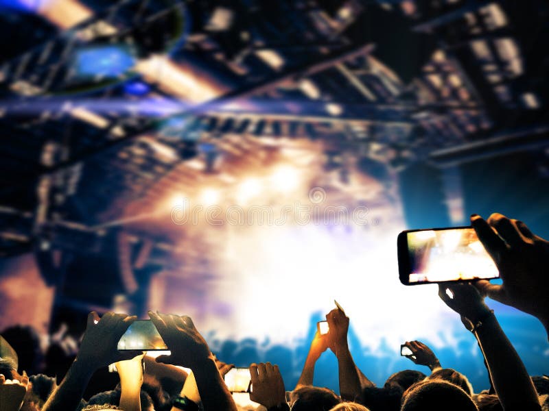 Concert Crowd in Front of Stage Lights Editorial Photo - Image of ...