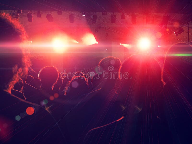 Concert Crowd in Front of Stage Lights Editorial Photography - Image of ...