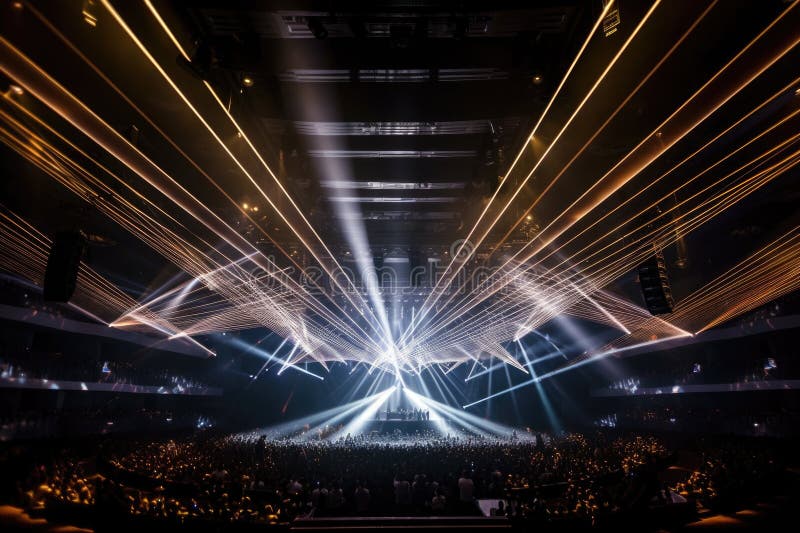 A Concert Hall with a Full Stage Production, Including Lights and ...