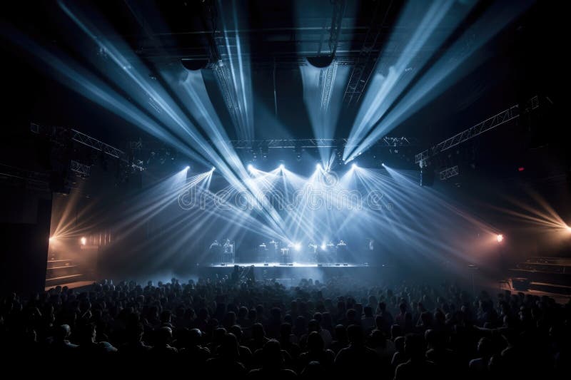 Concert Hall with Full Stage Production, Lights and Smoke for Highly ...
