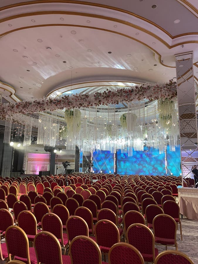 Concert Hall with Red Chairs and Beautiful Decoration Stock Photo ...