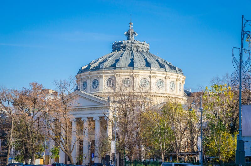 Concert Hall Romanian Atheneum in Bucharest, Romania Stock Photo ...