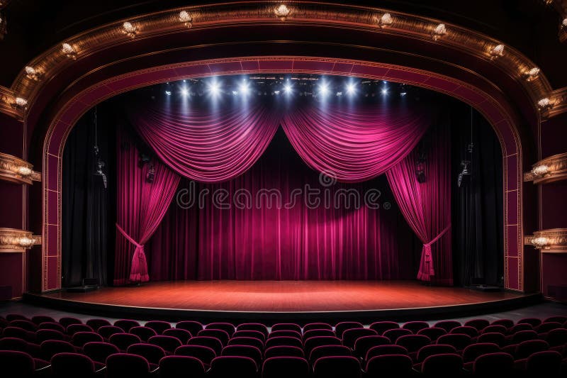 Concert Hall with a Stage Covered with a Velvet Curtain, High really ...