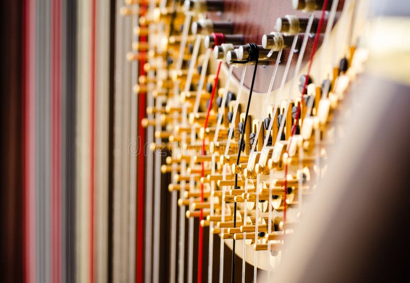 Concert harp close up stock image. Image of wood, instrument - 38849183