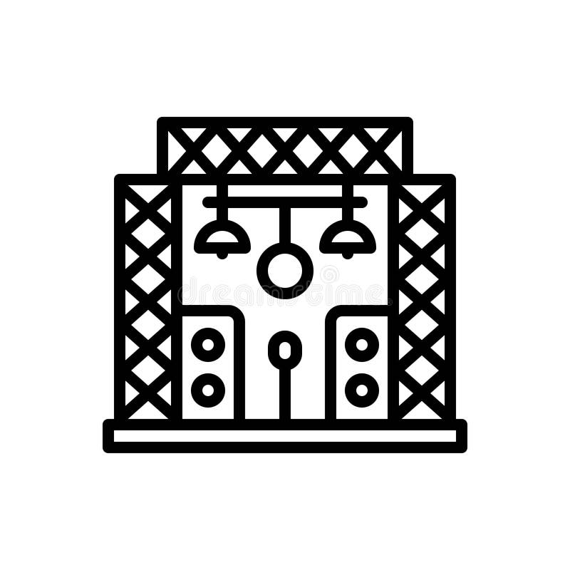 Black Line Icon for Concert, Performance and Stage Stock Illustration ...