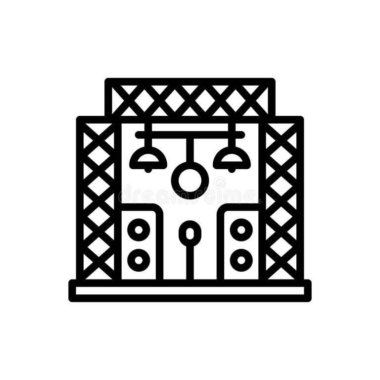 Black Line Icon for Concert, Performance and Stage Stock Illustration ...