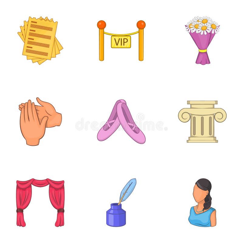 Concert Icons Set, Cartoon Style Stock Vector - Illustration of column ...