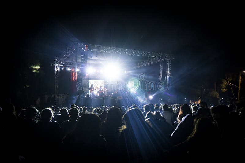 Spectators at a Concert at Night Editorial Stock Image - Image of music ...