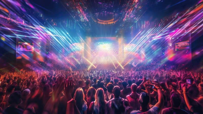 Concert Party Disco. Crowd at Concert Stock Illustration - Illustration ...